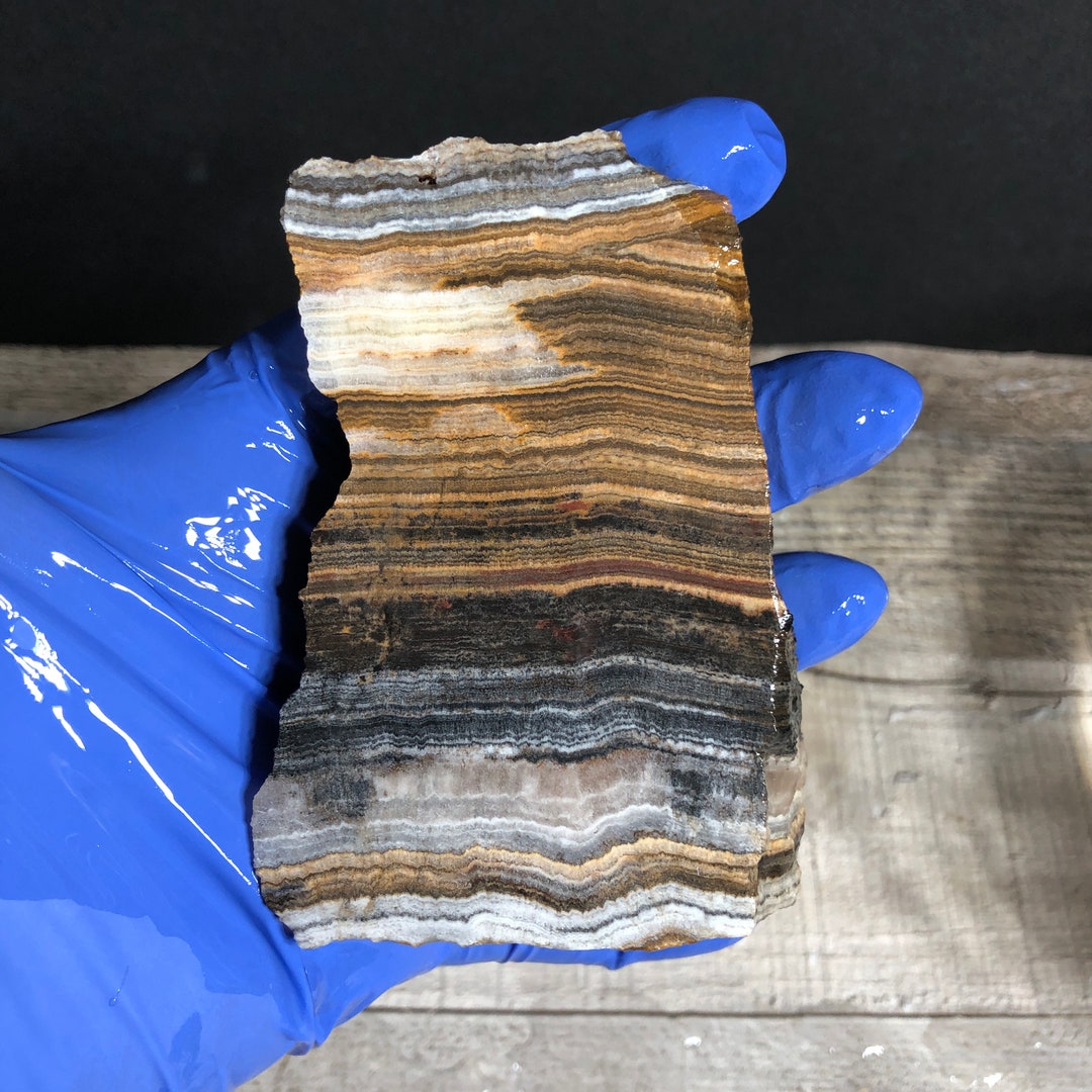 350g Banded Calcite Slab Crystal Mineral Stone Rough Rock Cut Not ...