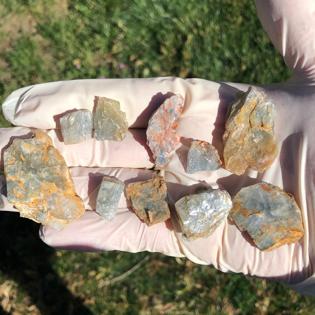 10pcs 82g Blue Barite Crystal Blades Pieces Natural Specimen Lapidary ...