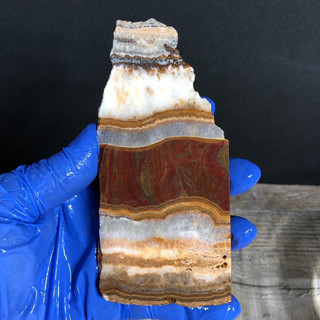 291g Banded Calcite Slab Crystal Mineral Stone Rock Cut Not Polished ...