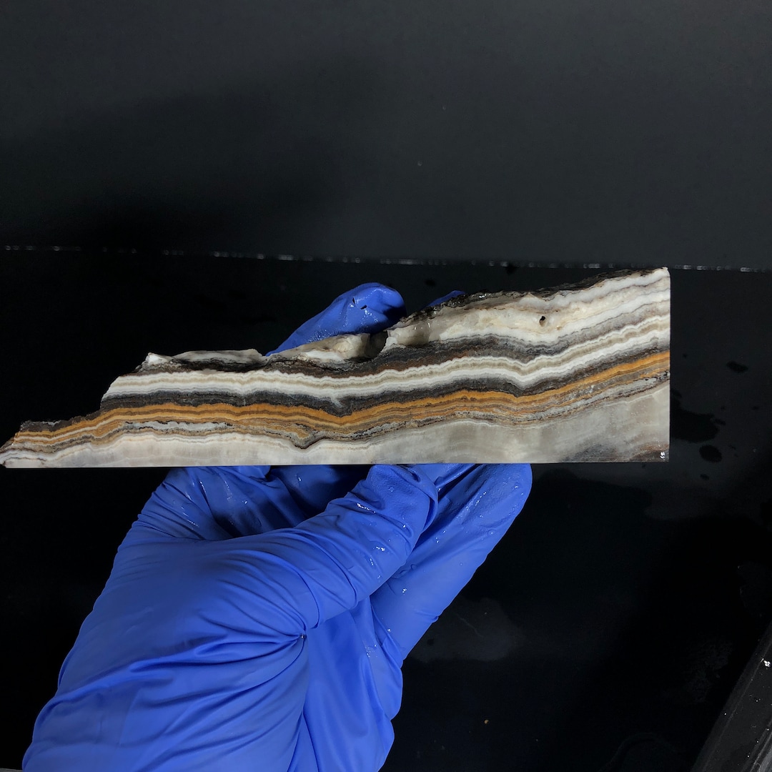 218g Banded Calcite Slab Crystal Mineral Stone Rough Rock Cut Not ...