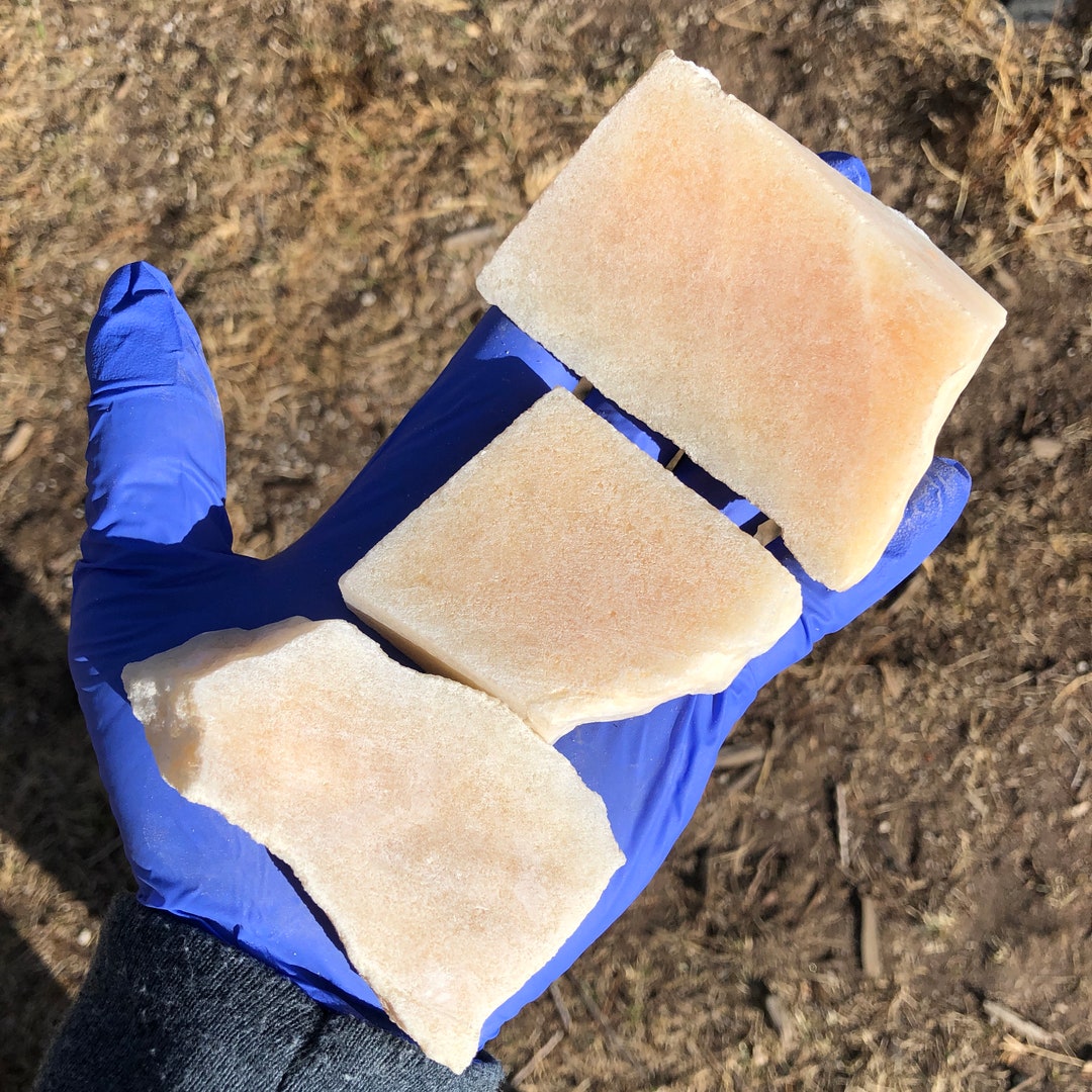 3pcs 458g 1.00lbs Yellow Orange Calcite Crystal Rough Natural Lapidary Slab Jewelry Making ...