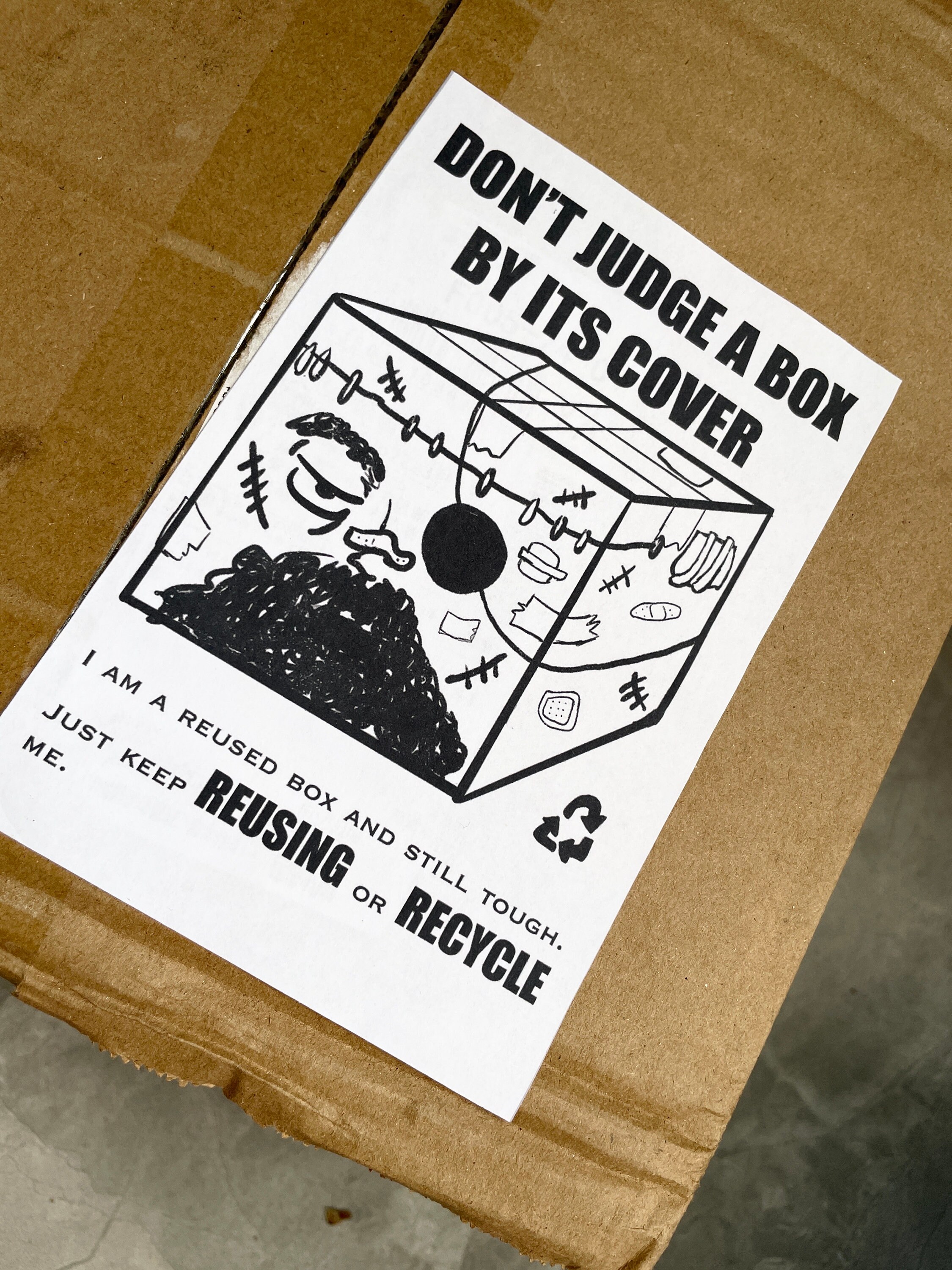 Printable Recycle Packaging Label for Reused Box Sticker. Funny Ganster ...