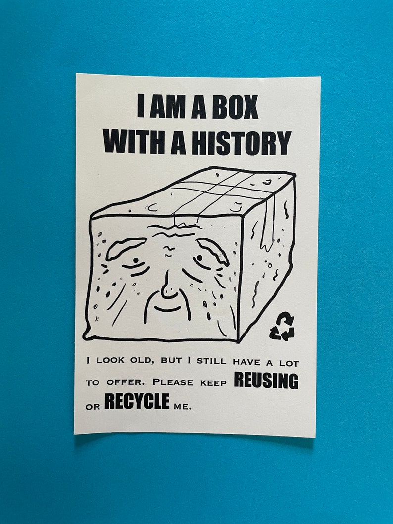 Printable Recycle Packaging Label for Reused Box Sticker. Funny Grandpa ...