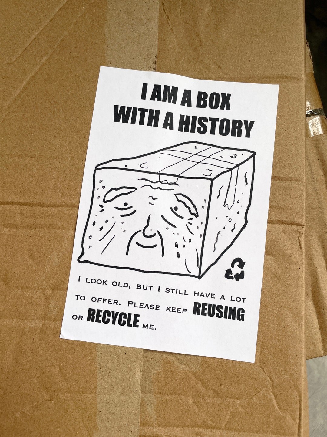 Printable Recycle Packaging Label for Reused Box Sticker. Funny Grandpa ...
