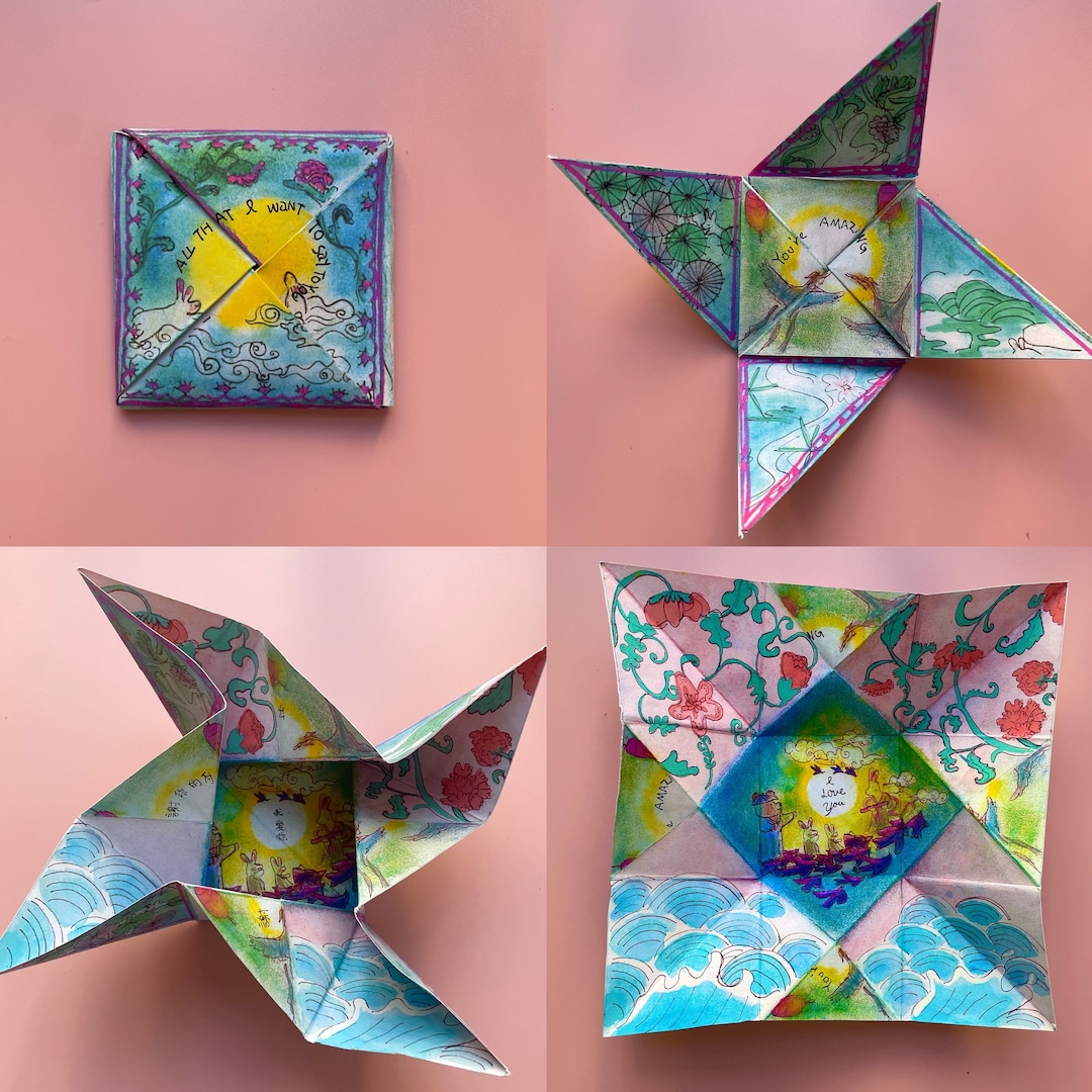 Written on the Moon. Victorian Puzzle Purse Love Note Card. Mid-autumn ...