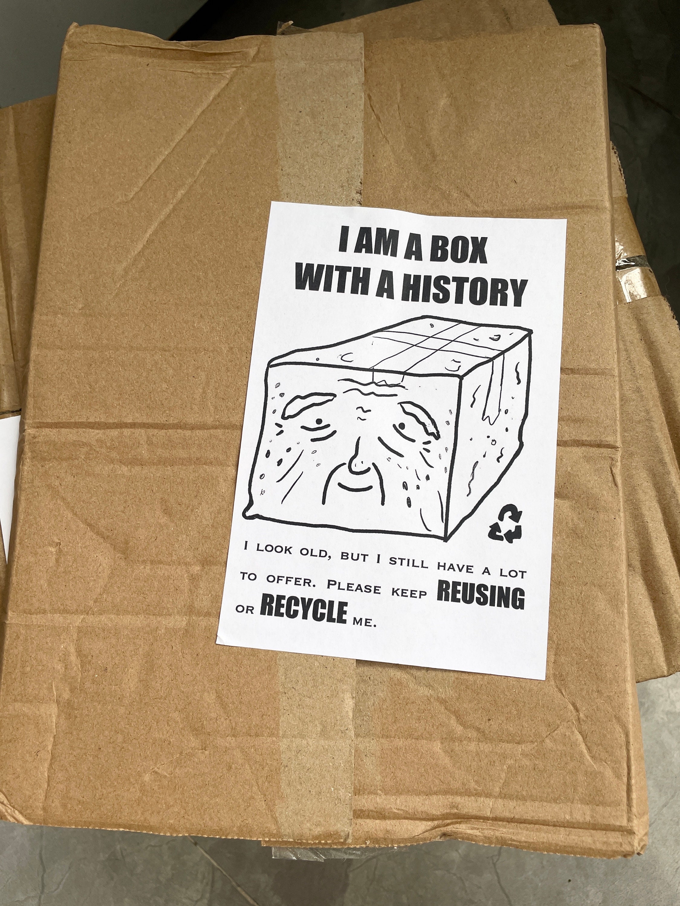 Printable Recycle Packaging Label for Reused Box Sticker. Funny Grandpa ...