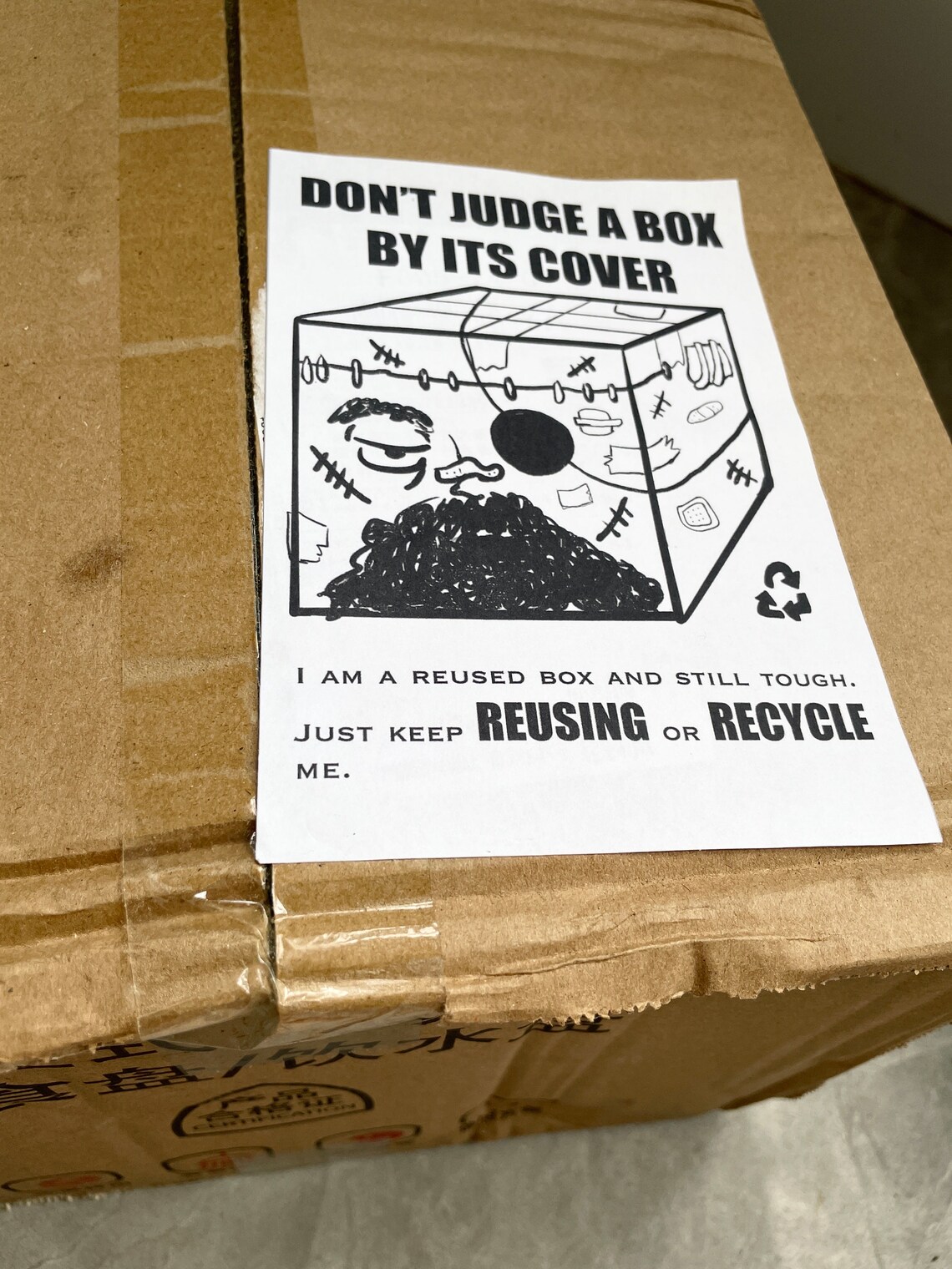 Printable Recycle Packaging Label for Reused Box Sticker. Funny Ganster ...