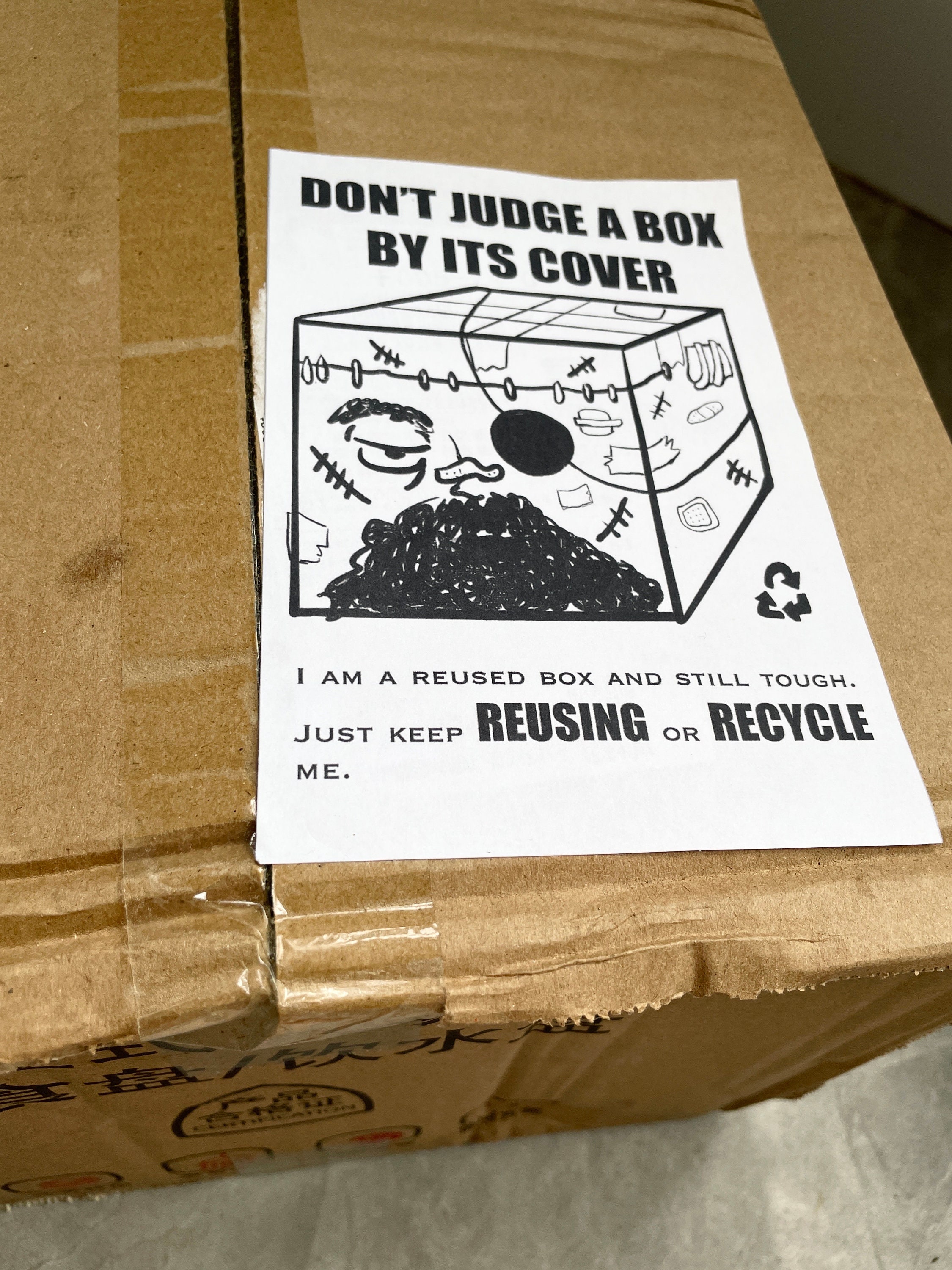 Printable Recycle Packaging Label for Reused Box Sticker. Funny Ganster ...