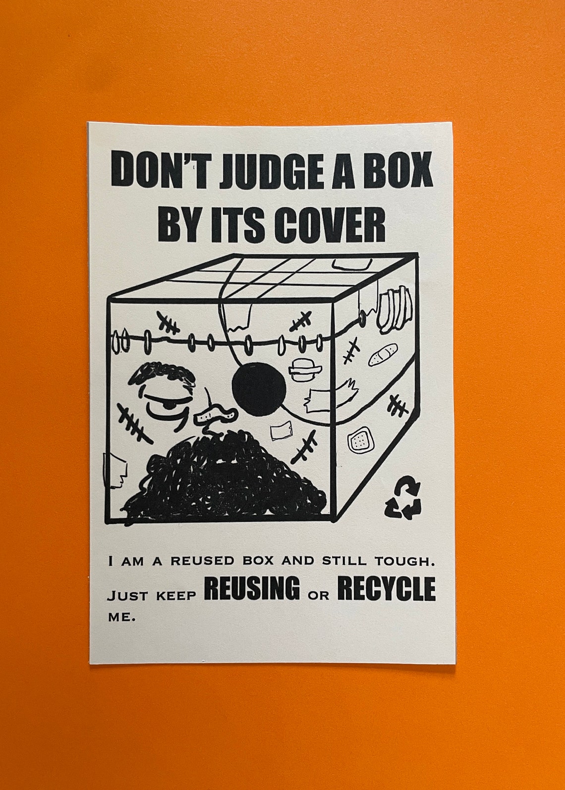 Printable Recycle Packaging Label for Reused Box Sticker. Funny Ganster ...