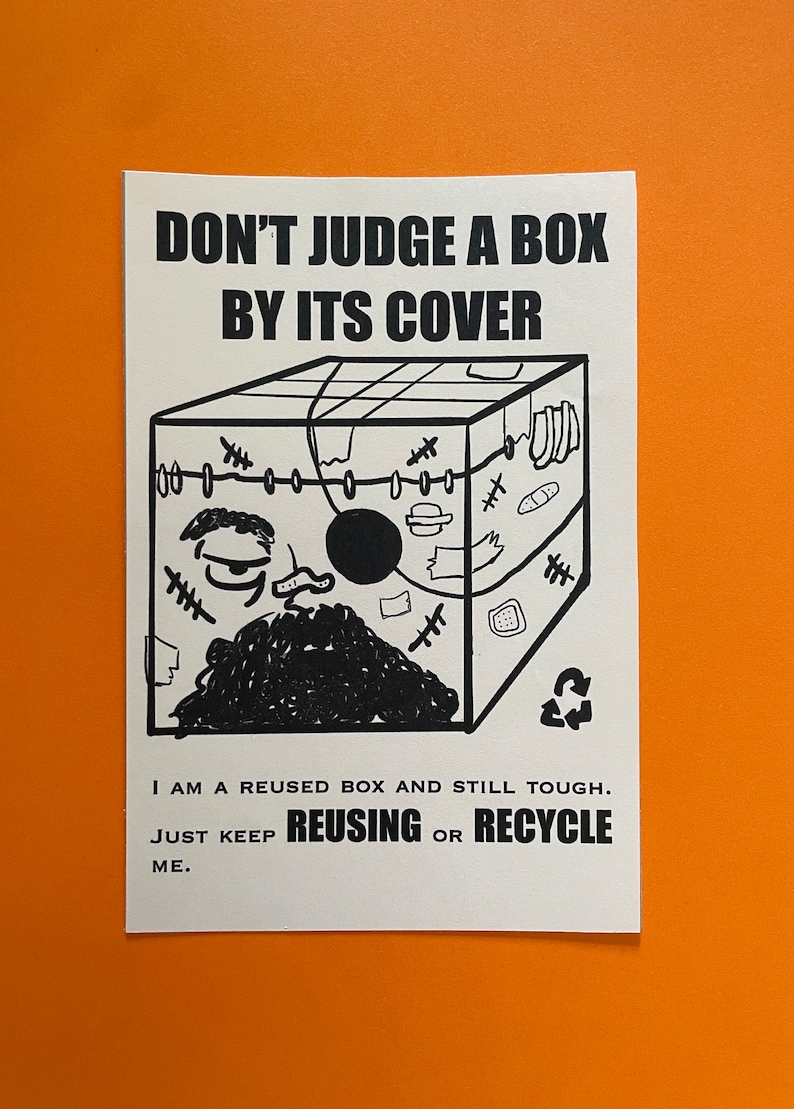 Printable Recycle Packaging Label for Reused Box Sticker. Funny Ganster ...