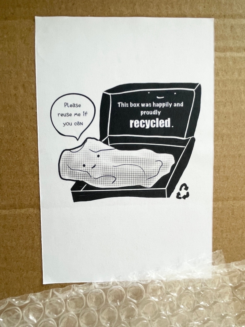 Printable Packaging Label for Reused Box Sticker. Cute Recycle Sticker ...