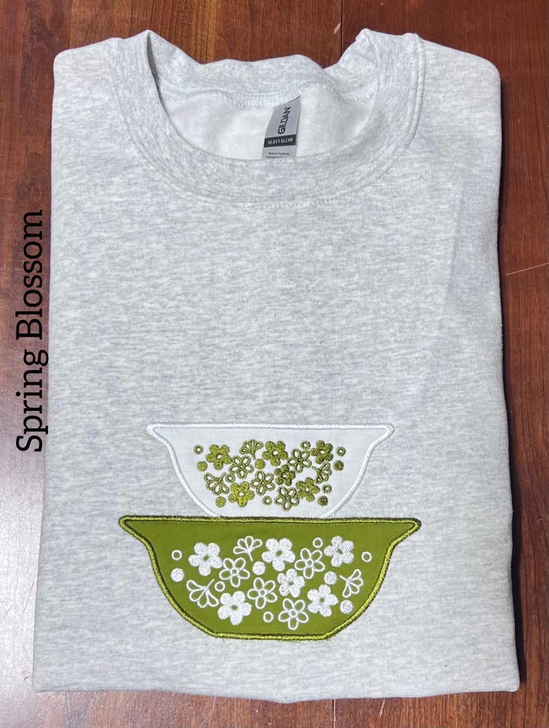 Vintage Glass Bowl Appliqué Embroidered Sweatshirt - Etsy