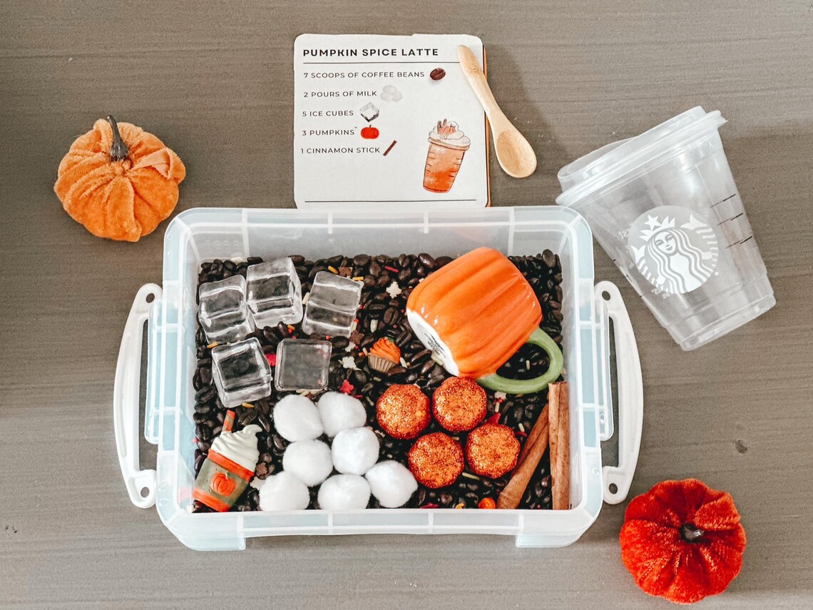 Pumpkin Spice Latte Sensory Play, Pumpkin Spice Sensory, Coffee Play ...