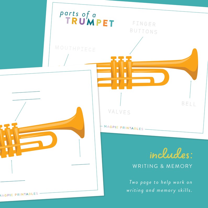 Trumpet Parts Printable Memory Game, Learning Trumpet, Beginner Trumpet ...