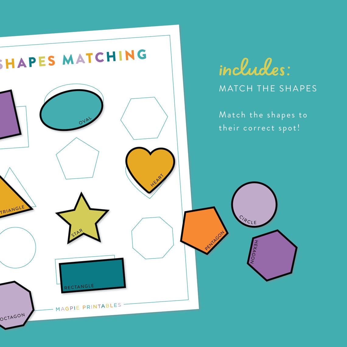 Learning Shapes, Shape Matching Game, Match the Shape, Homeschool ...