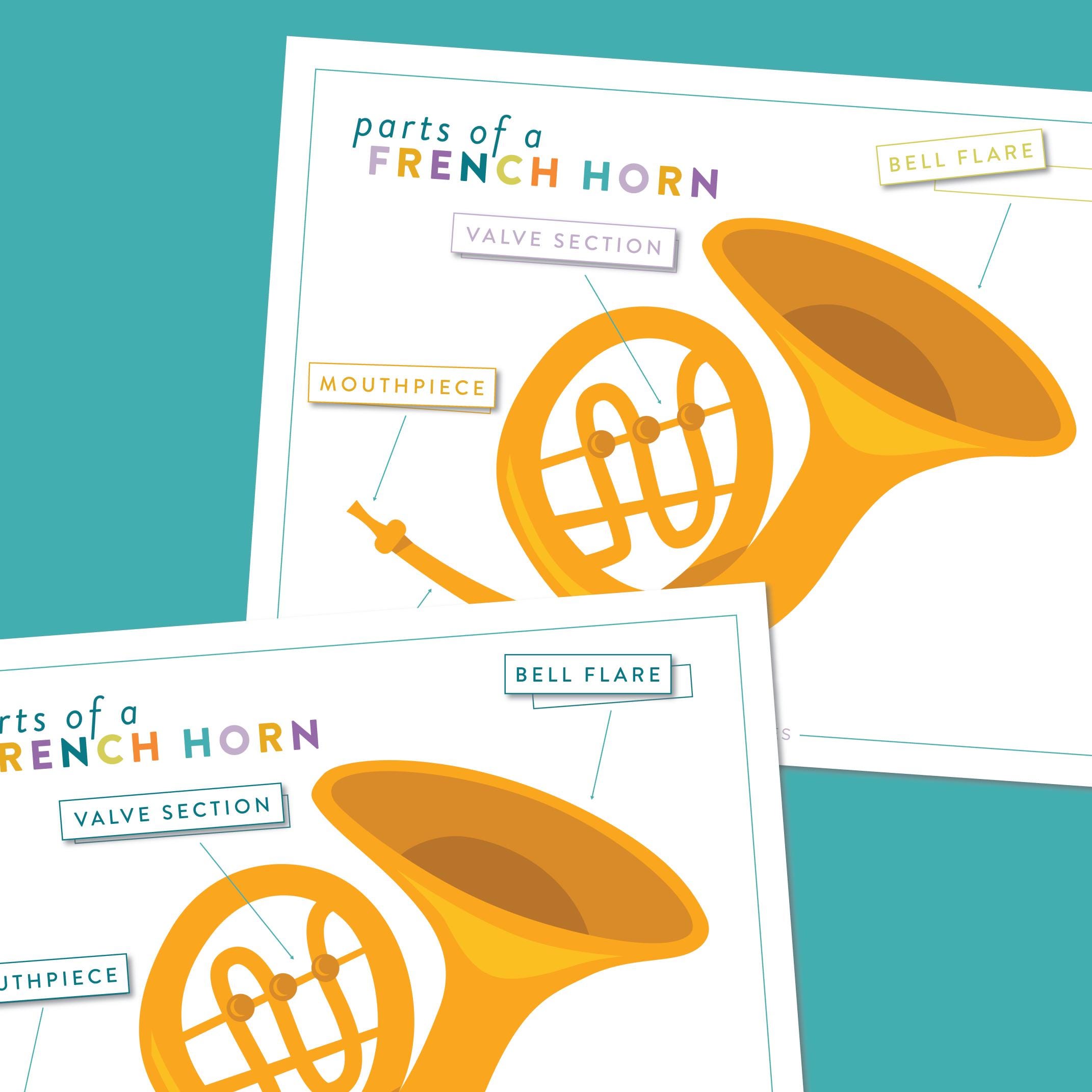 French Horn Printable Memory Game, Learning the French Horn, Kids Music ...