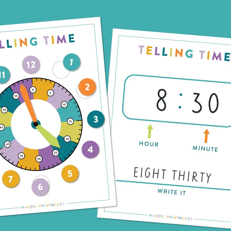 Clock Printable for Kids, Learn to Tell Time, Analog Clock Activity ...