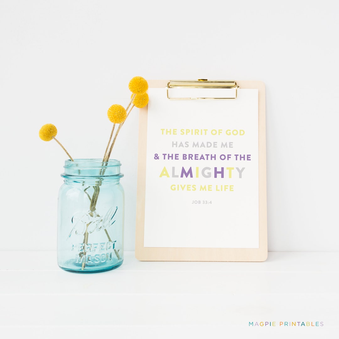 Children's Art Print | Scripture Art Print | Job 33:4 | Christian Decor ...