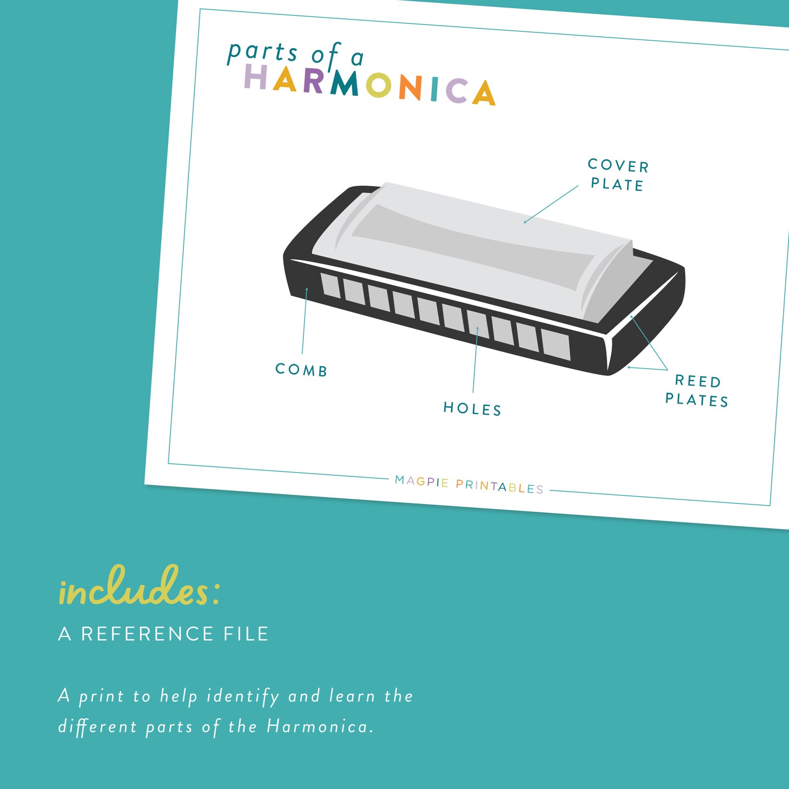 Harmonica Parts Printable Memory Game, Learning the Harmonica, Kids Music Activity, Learn to ...