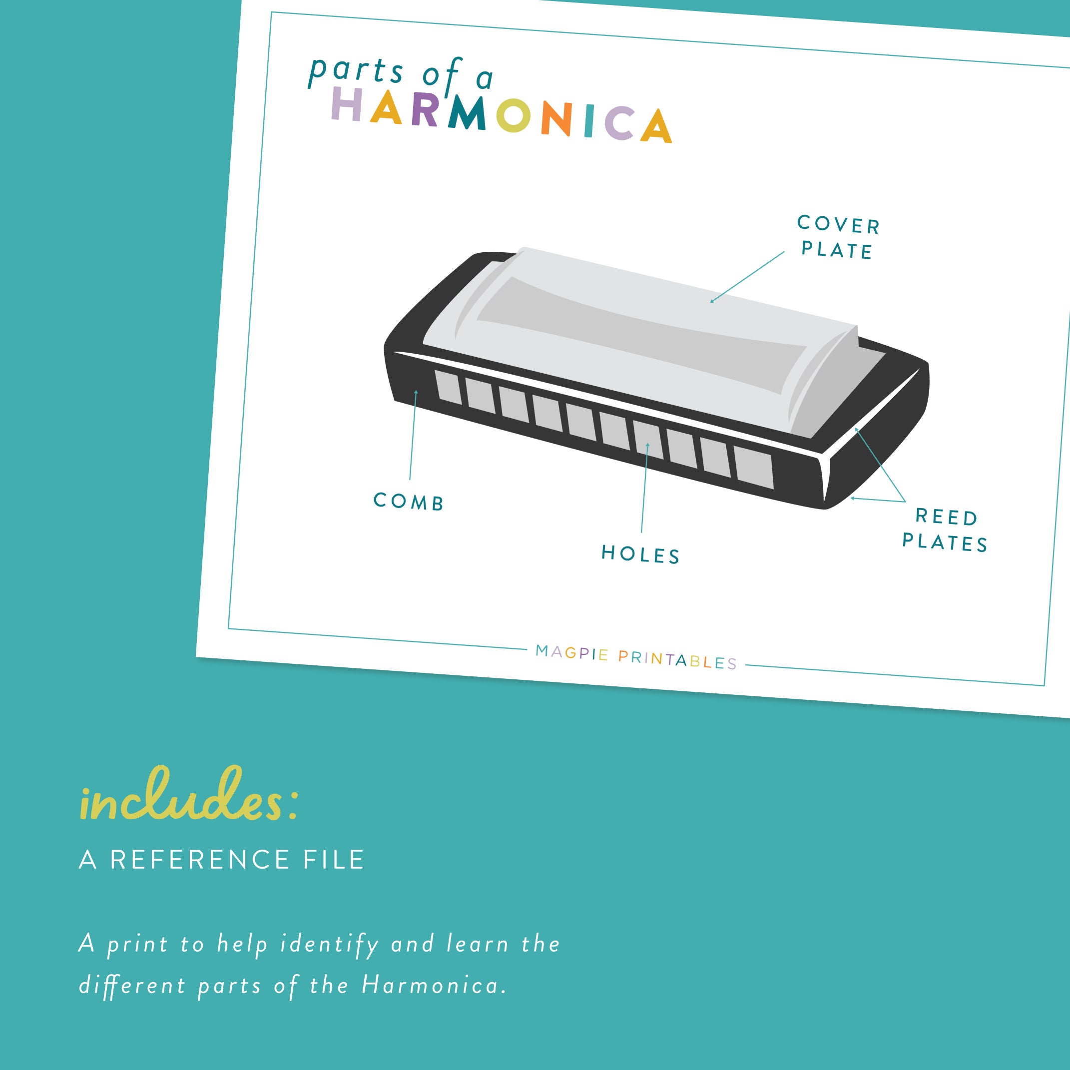 Harmonica Parts Printable Memory Game, Learning the Harmonica, Kids ...