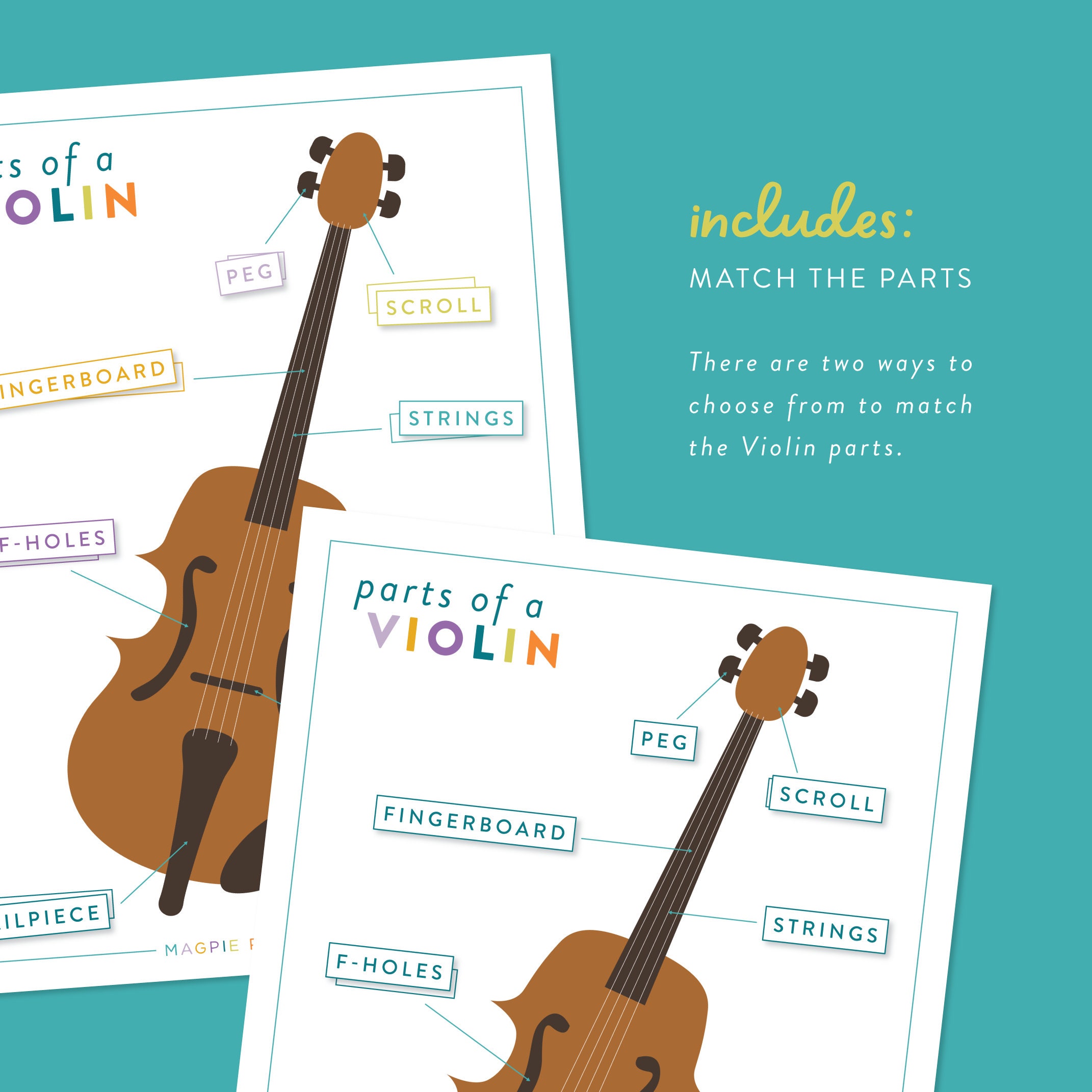 Fun Violin Parts Memory Game - Printable Learning Activity for Kids and ...