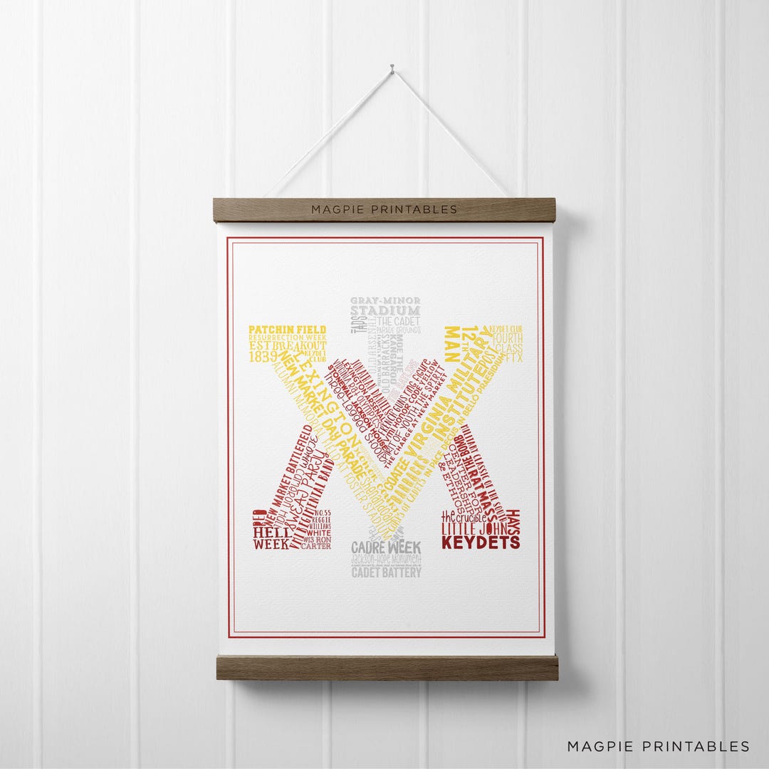 VMI Typographical Art Print, Lexington Virginia, School Spirit (digital ...