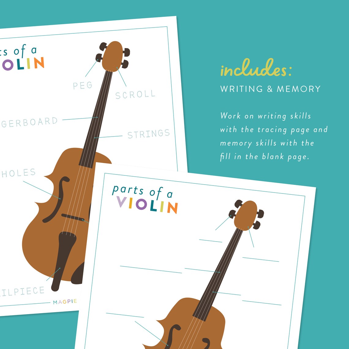 Fun Violin Parts Memory Game - Printable Learning Activity for Kids and ...