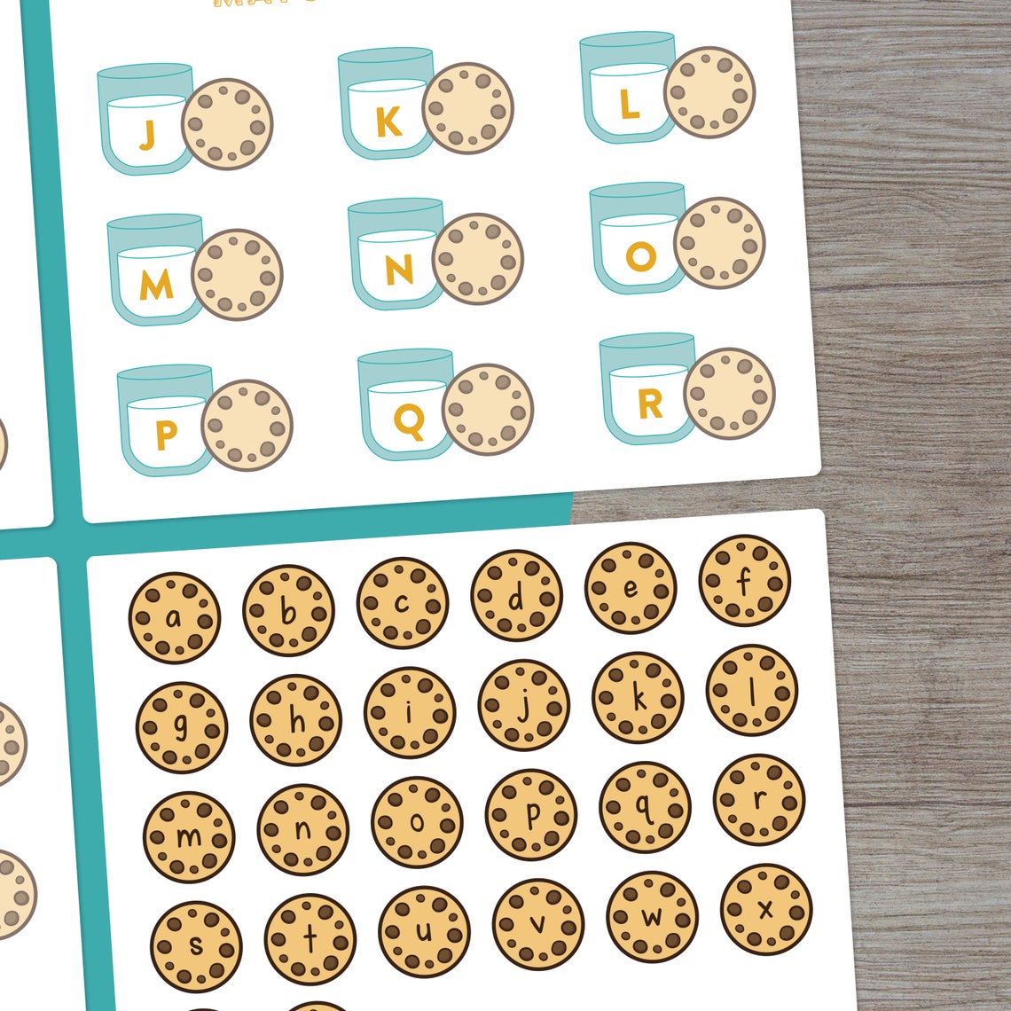 Milk and Cookies Alphabet Matching Game – Preschool Printable (digital ...