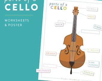 Printable Cello Parts Worksheet, Beginner Music Lesson (digital ...