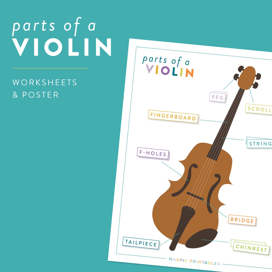 Violin Parts Learning Activity – Printable Educational Game (digital ...
