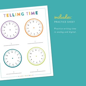 Clock Printable for Kids, Learn to Tell Time, Analog Clock Activity ...