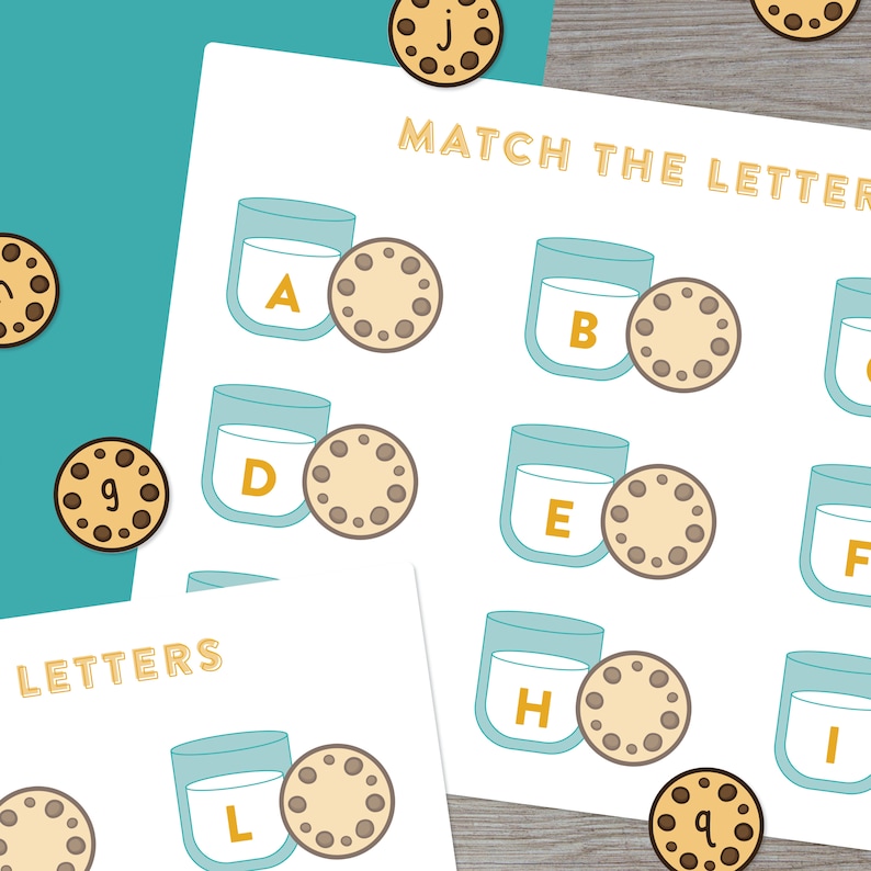 Milk and Cookies Alphabet Matching Game – Preschool Printable (digital ...