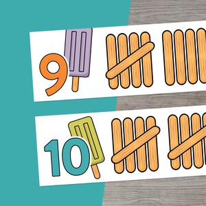 Colorful Ice Cream and Popsicle Stick Tally Mark Counting Flash Cards ...