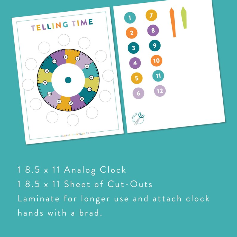 Clock Printable for Kids, Learn to Tell Time, Analog Clock Activity ...