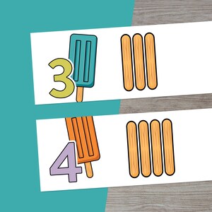Colorful Ice Cream and Popsicle Stick Tally Mark Counting Flash Cards ...