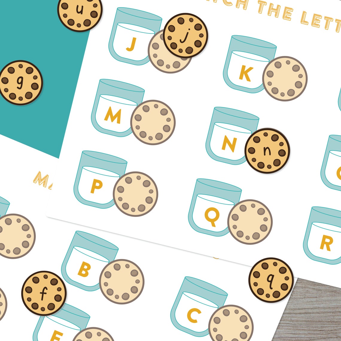 Milk and Cookies Alphabet Matching Game – Preschool Printable (digital ...