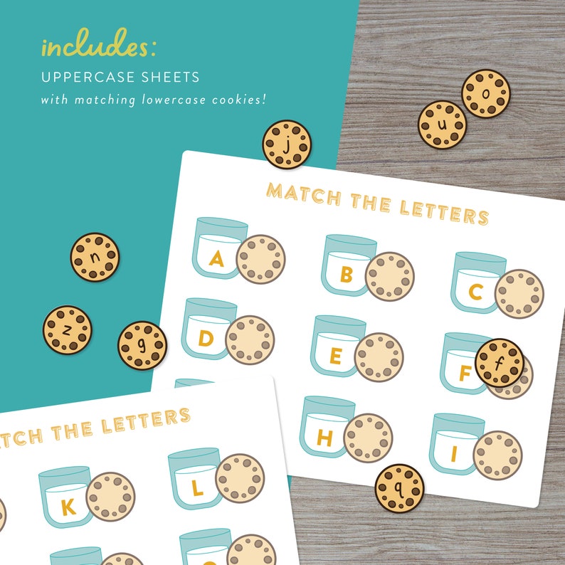 Milk and Cookies Alphabet Matching Game – Preschool Printable (digital ...
