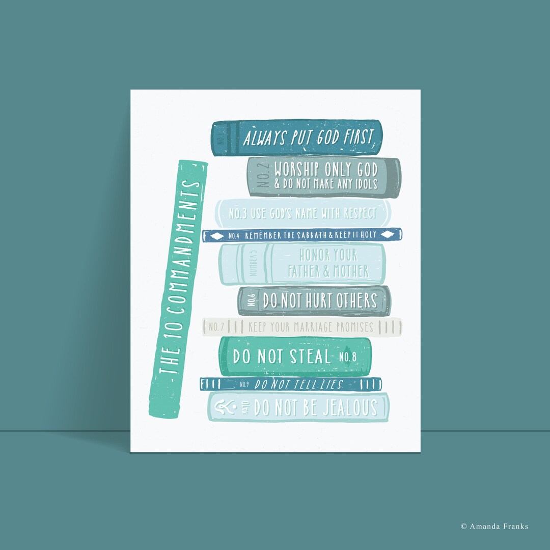 The 10 Commandments Genesis Scripture Bible Study Art Print Digital ...
