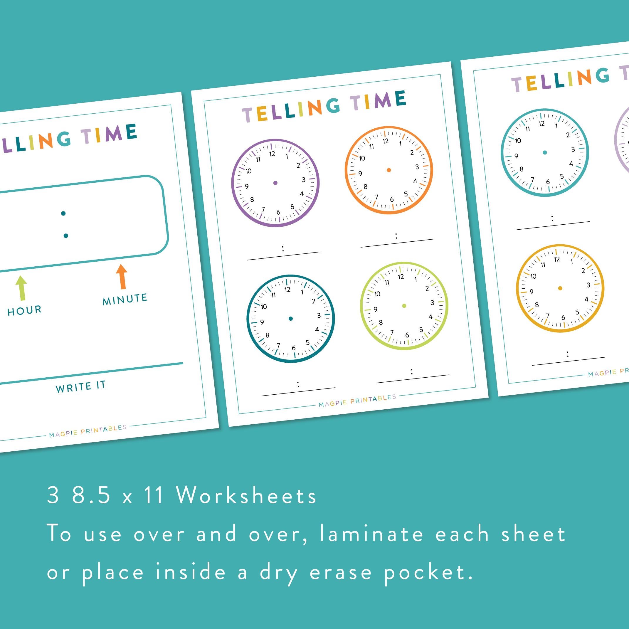 Clock Printable for Kids, Learn to Tell Time, Analog Clock Activity ...