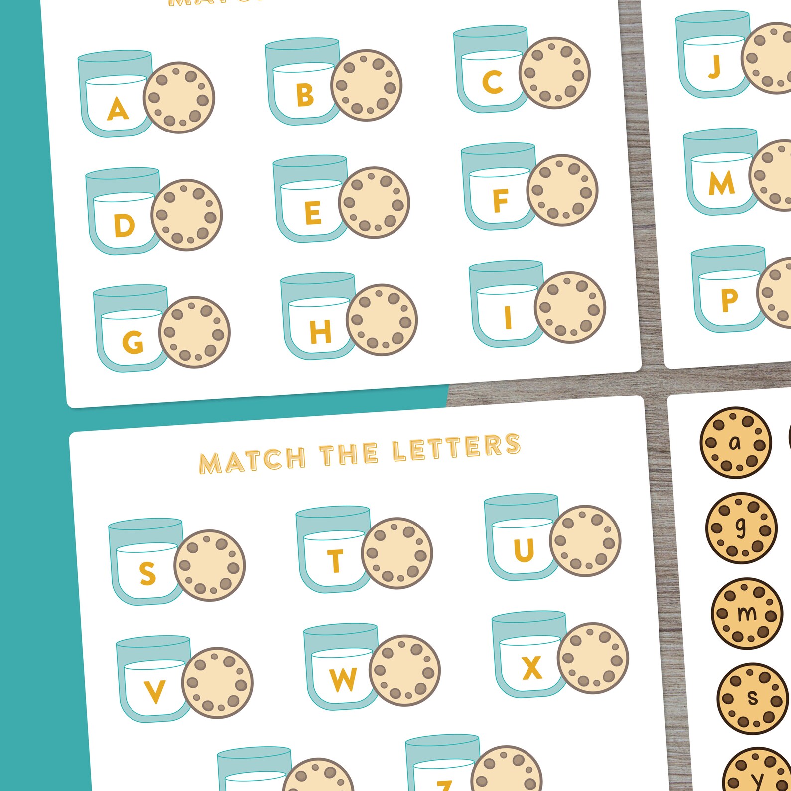 Milk and Cookies Alphabet Matching Game – Preschool Printable (digital ...