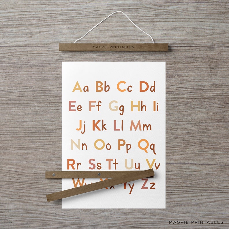 Orange Alphabet Print, ABC Art Print, Printable Education Wall Art ...