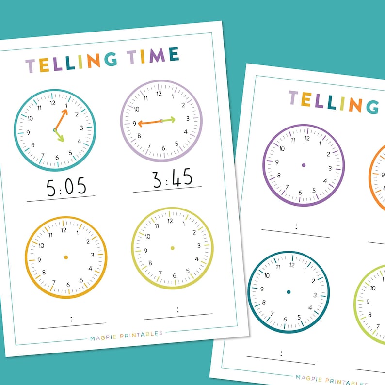 Clock Printable for Kids, Learn to Tell Time, Analog Clock Activity ...