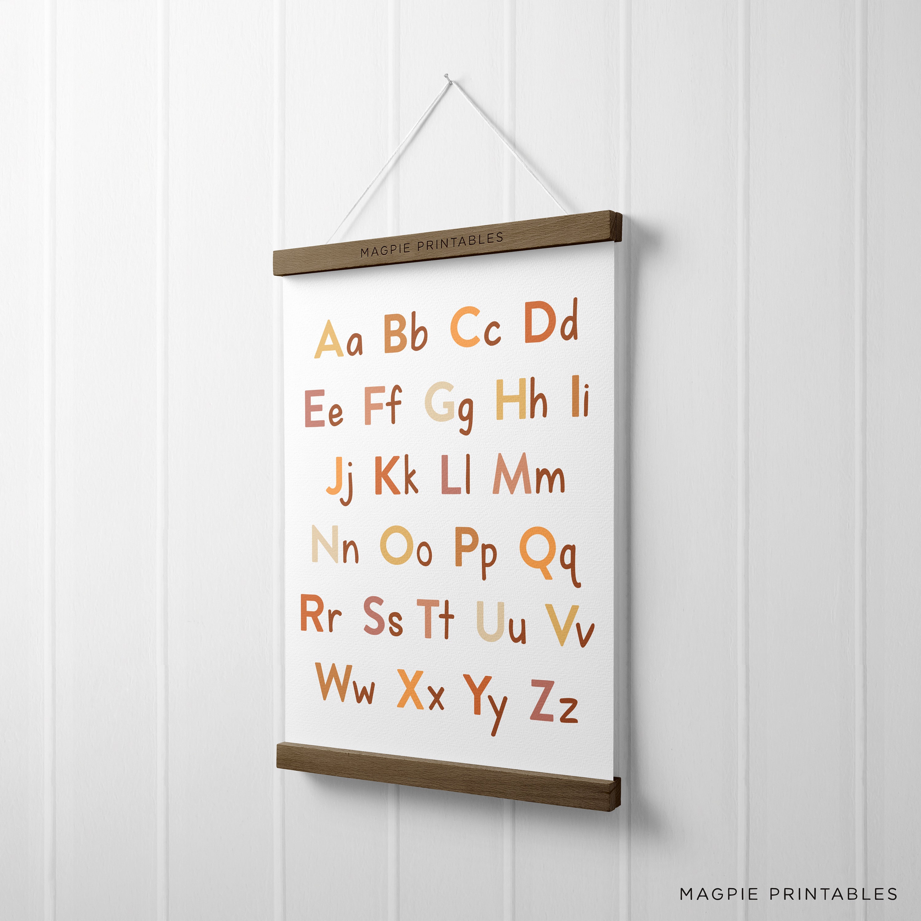 Orange Alphabet Print, ABC Art Print, Printable Education Wall Art ...