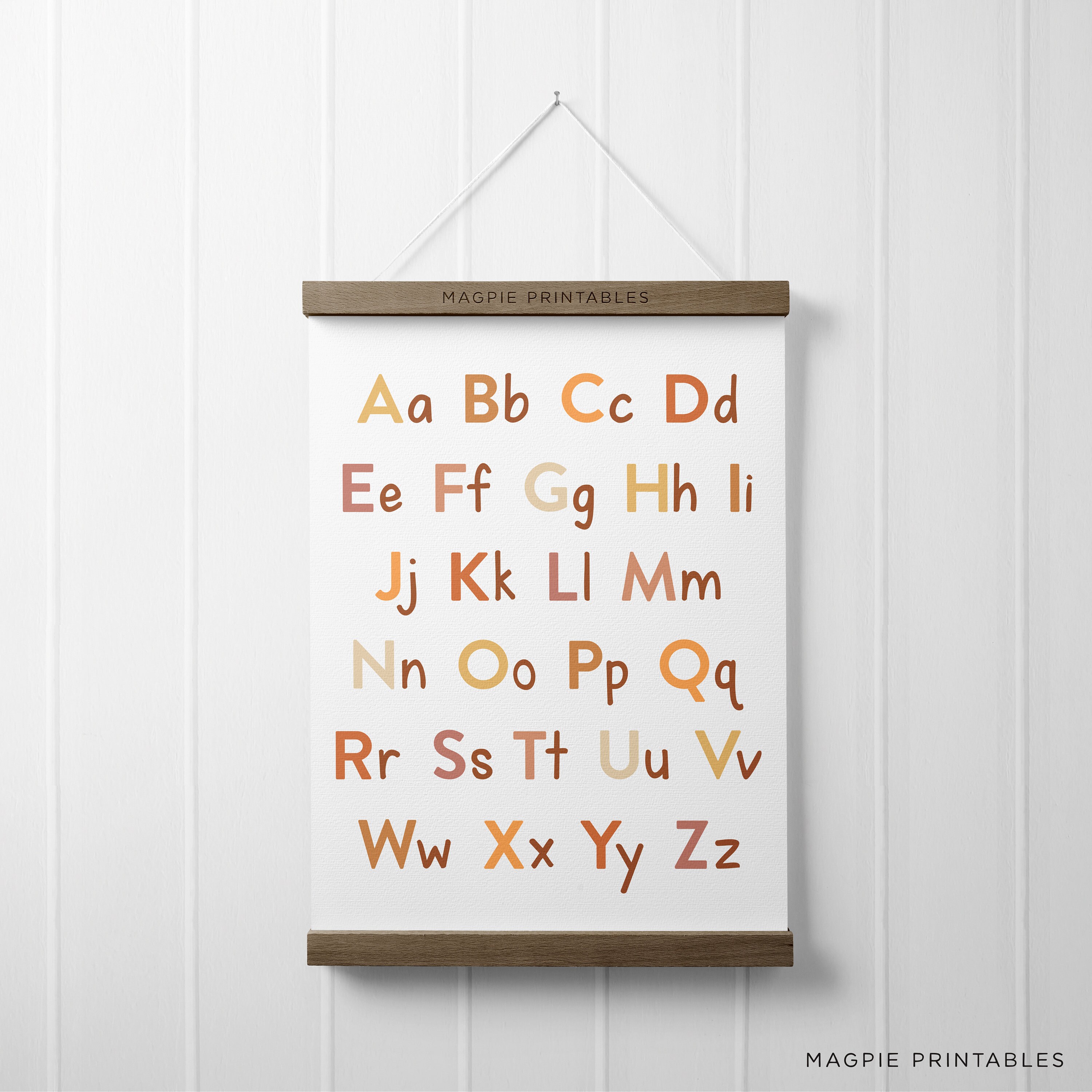 Orange Alphabet Print, ABC Art Print, Printable Education Wall Art ...