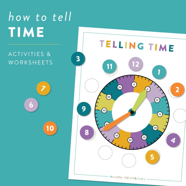 Clock Printable for Kids, Learn to Tell Time, Analog Clock Activity ...