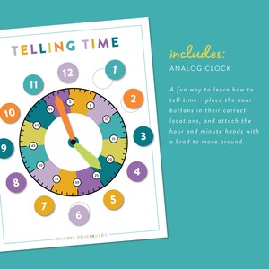 Clock Printable for Kids, Learn to Tell Time, Analog Clock Activity ...