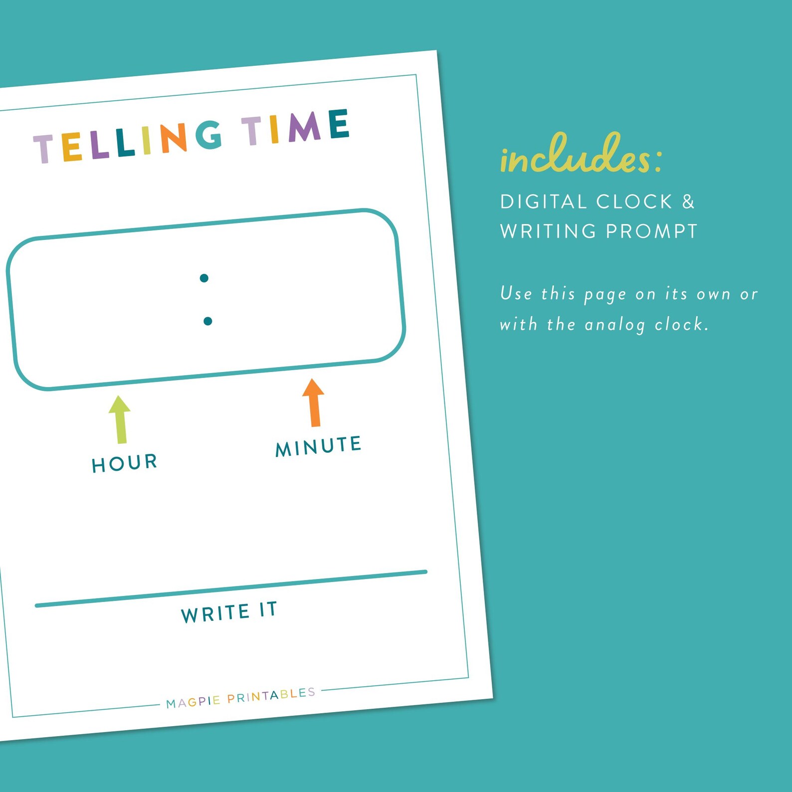 Clock Printable for Kids, Learn to Tell Time, Analog Clock Activity ...