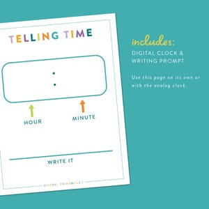 Clock Printable for Kids, Learn to Tell Time Activity (PDF) - Etsy
