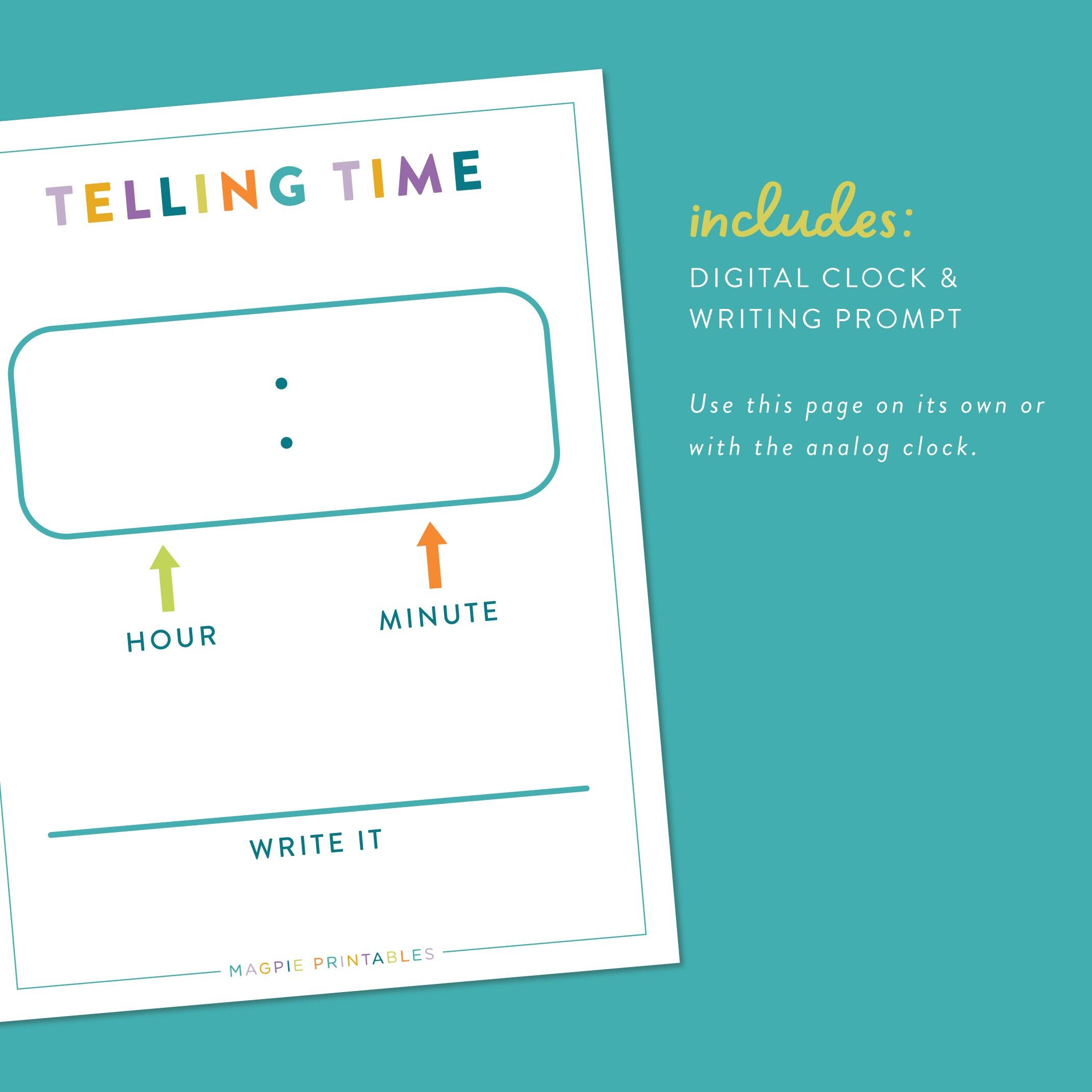 Clock Printable for Kids, Learn to Tell Time Activity (PDF) - Etsy