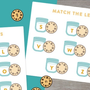 Milk and Cookies Alphabet Matching Game – Preschool Printable (digital ...